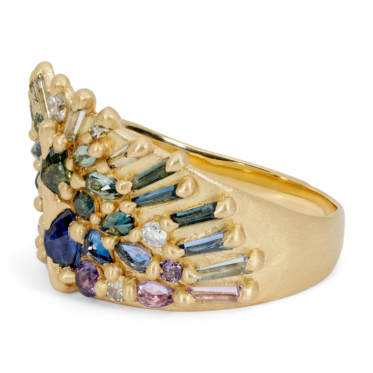 Polly Wales Blue & Green Uber Half Shield Ring with Diamonds – TYSADESIGNS